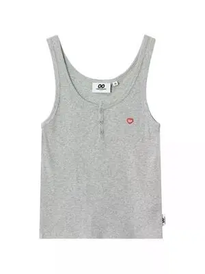 CHOCOOLATE Ribbed Tank Top With Heart Motif - Grey