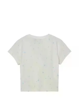 MINI CREAM Star-print Cropped T-shirt - White