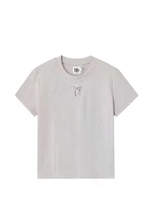 B+AB Bow-detailed Ribbed T-shirt - Neutrals
