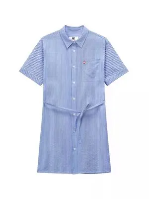 CHOCOOLATE Striped Belted Shirt Dress - Blue