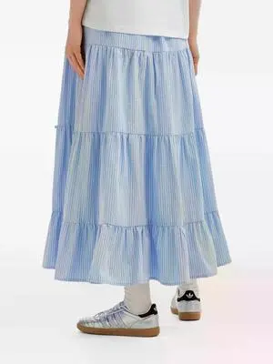 TOUT A COUP Striped Midi Skirt - Blue
