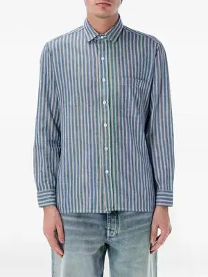 SALVATORE PICCOLO Striped Chest-pocket Shirt - Blue