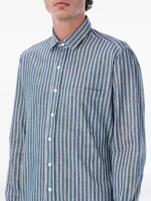 SALVATORE PICCOLO Striped Chest-pocket Shirt - Blue