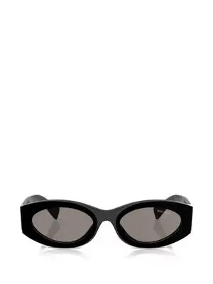 Miu Miu Logo Oval-frame Sunglasses - Black