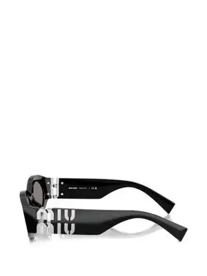 Miu Miu Logo Oval-frame Sunglasses - Black