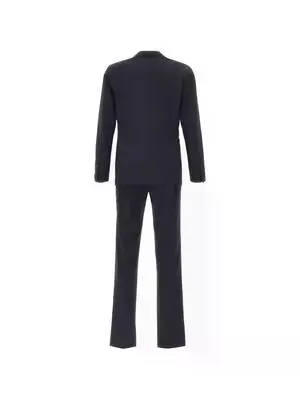 Tagliatore Logo-pin Pleated Virgin Wool Suit - Blue
