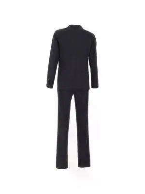 Tagliatore Logo-pin Pleated Virgin Wool Suit - Blue