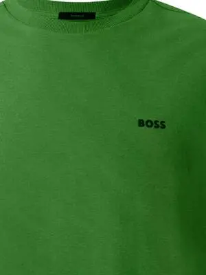 BOSS Camiseta Em Algodão Elástico Com Detalhe De Logo - Green