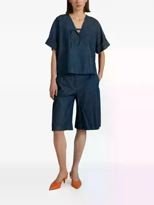 GLANSHIRT Tie-detailed Denim T-shirt