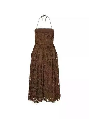 ROTATE BY BIRGER CHRISTENSEN Floral Lace Midi Dress - Brown