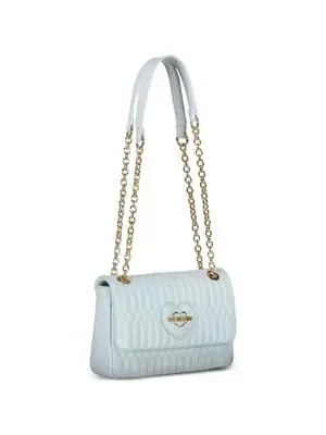 Moschino Quilted Shoulder Bag With Heart Motif - Blue