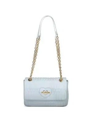 Moschino Quilted Shoulder Bag With Heart Motif - Blue