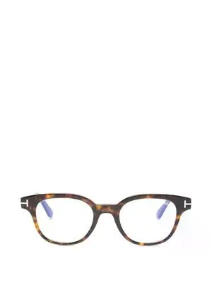 TOM FORD Geometric Frame Glasses Brown