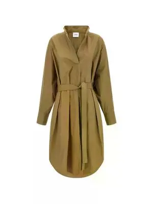 NUDE Long Sleeve Open Collar Dress - Brown