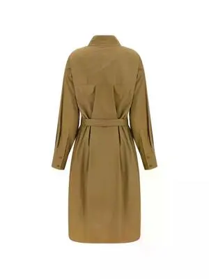 NUDE Long Sleeve Open Collar Dress - Brown