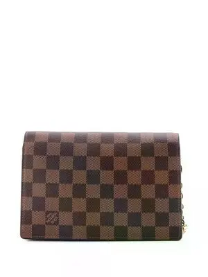 LOUIS VUITTON Vavin Chain Wallet Nm Damier With Leather Crossbody Bag - Black