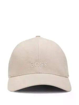 BOSS Embroidered Linen Cap - Neutrals