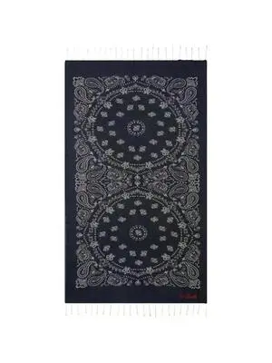 MC2 SAINT BARTH Bandana Print Tassel Beach Towel - Blue