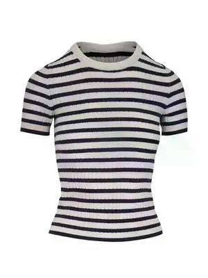 NILI LOTAN Striped Short-sleeves Top