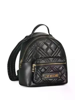 Moschino Logo-plaque Quilted Backpack - Black