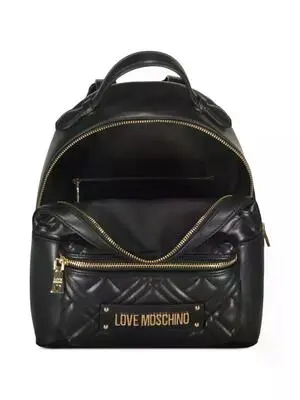 Moschino Logo-plaque Quilted Backpack - Black