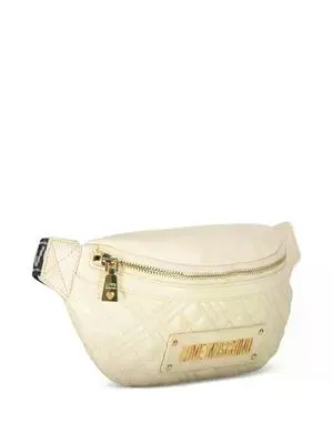 Moschino Logo-plaque Quilted Belt Bag - Neutrals