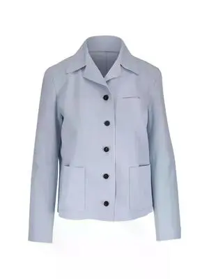 Lafayette 148 New York Button Suede Jacket - Blue