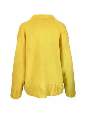 THE ELDER STATESMAN Printed Pali Teddy Crew Sweater - Yellow