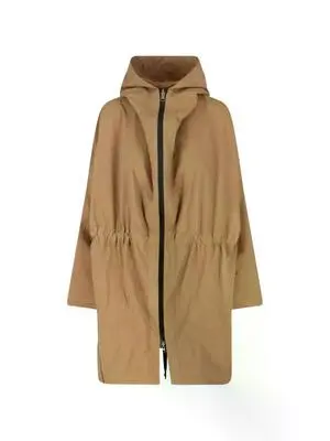 KIMONORAIN Drawstring Hooded Parka - Brown