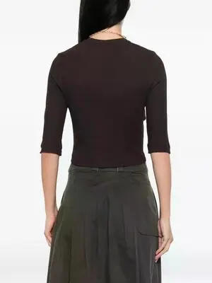 Pinko Cropped Sweater With Chain - Brown