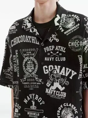 CHOCOOLATE Printed Short-sleeve Shirt - Black