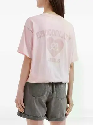 CHOCOOLATE Heart-detail Logo-print T-shirt - Pink