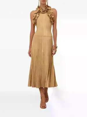 Zimmermann Luna Pleated Skirt - Gold
