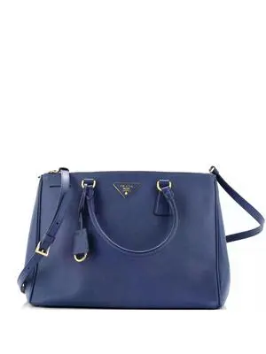 Prada Double Zip Lux Saffiano Leather Medium Tote Bag - Blue