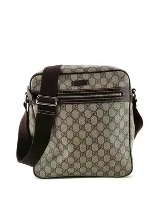 Gucci Front Zip Messenger Gg Coated Canvas Medium Crossbody Bag - Brown