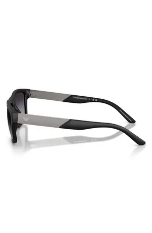 Emporio Armani 57mm Rectangular Sunglasses - Matte Black/grey Gradient