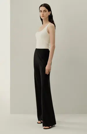 Lilysilk Bias Cut Straight Leg Silk Trousers - Black