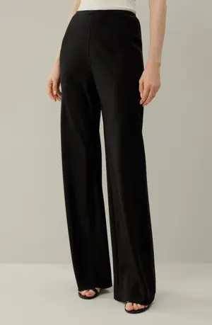 Lilysilk Bias Cut Straight Leg Silk Trousers - Black
