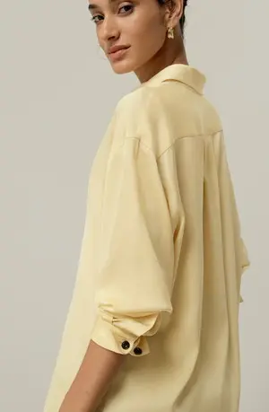 Lilysilk Stretch Double Georgette Oversized Shirt - Butter