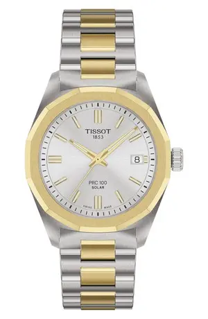 TISSOT Prc 100 Solar Two-tone Bracelet Watch - No Color