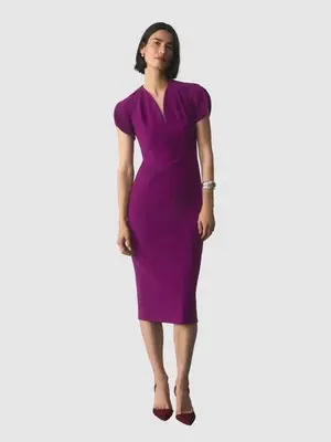 The Fold Paola Sculpt Stretch Crepe Pencil Dress - Purple