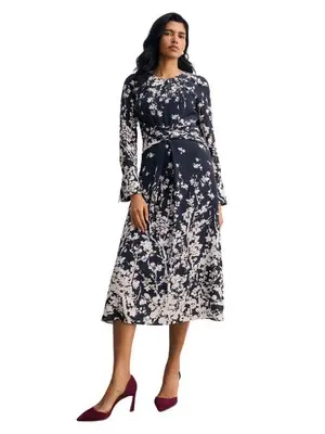 The Fold Rosiare Floral Print Silk Crepe De Chine Dress
