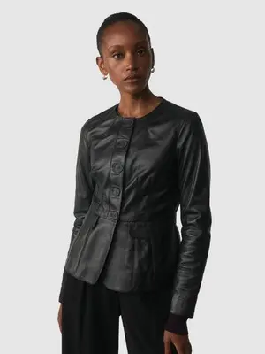 The Fold Ginevra Leather Jacket - Black