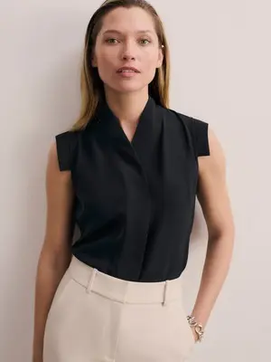 The Fold Bowery Sleeveless Silk Blouse - Black
