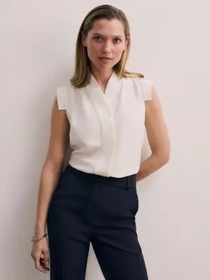 The Fold Bowery Sleeveless Silk Blouse - Ivory