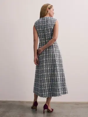 The Fold Tureen Tweed Midi Fit And Flare Dress