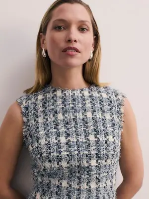 The Fold Tureen Tweed Midi Fit And Flare Dress