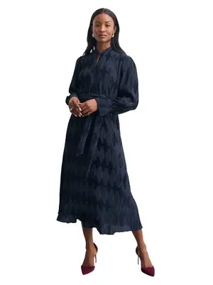 The Fold Aurellie Long Sleeve Tie Waist Dress