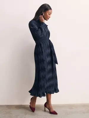 The Fold Aurellie Long Sleeve Tie Waist Dress