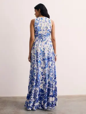 The Fold Oria Floral Print Silk Maxi Dress